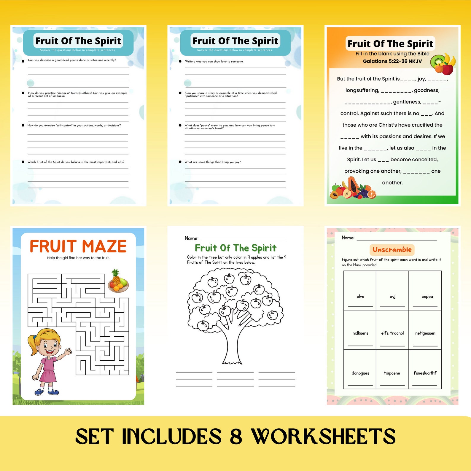 Fruit of the Spirit, Bible Study Printable, Sunday School, Sunday ...