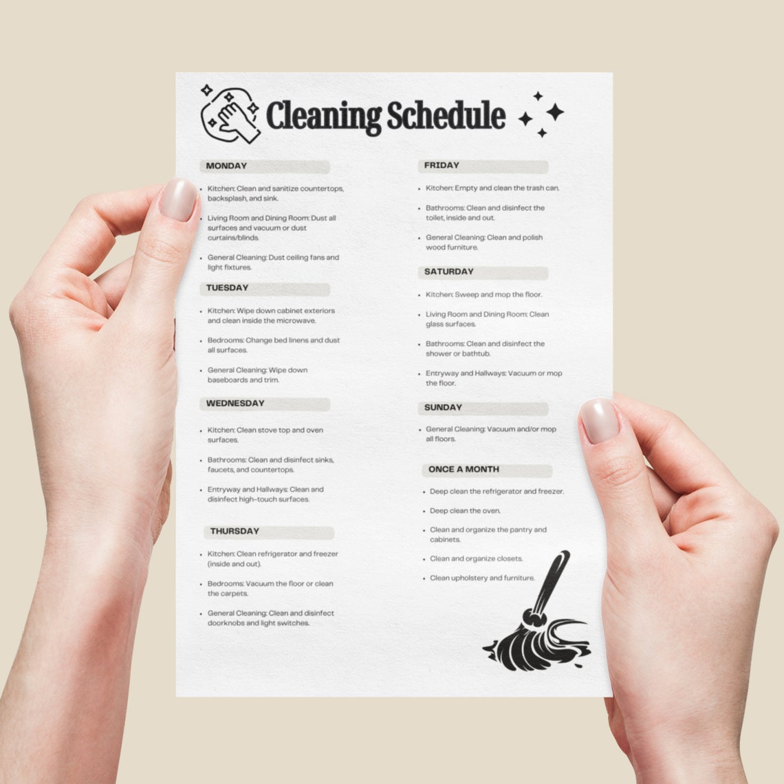 Cleaning Checklist, Cleaning Schedule, Cleaning Planner, Cleaning ...