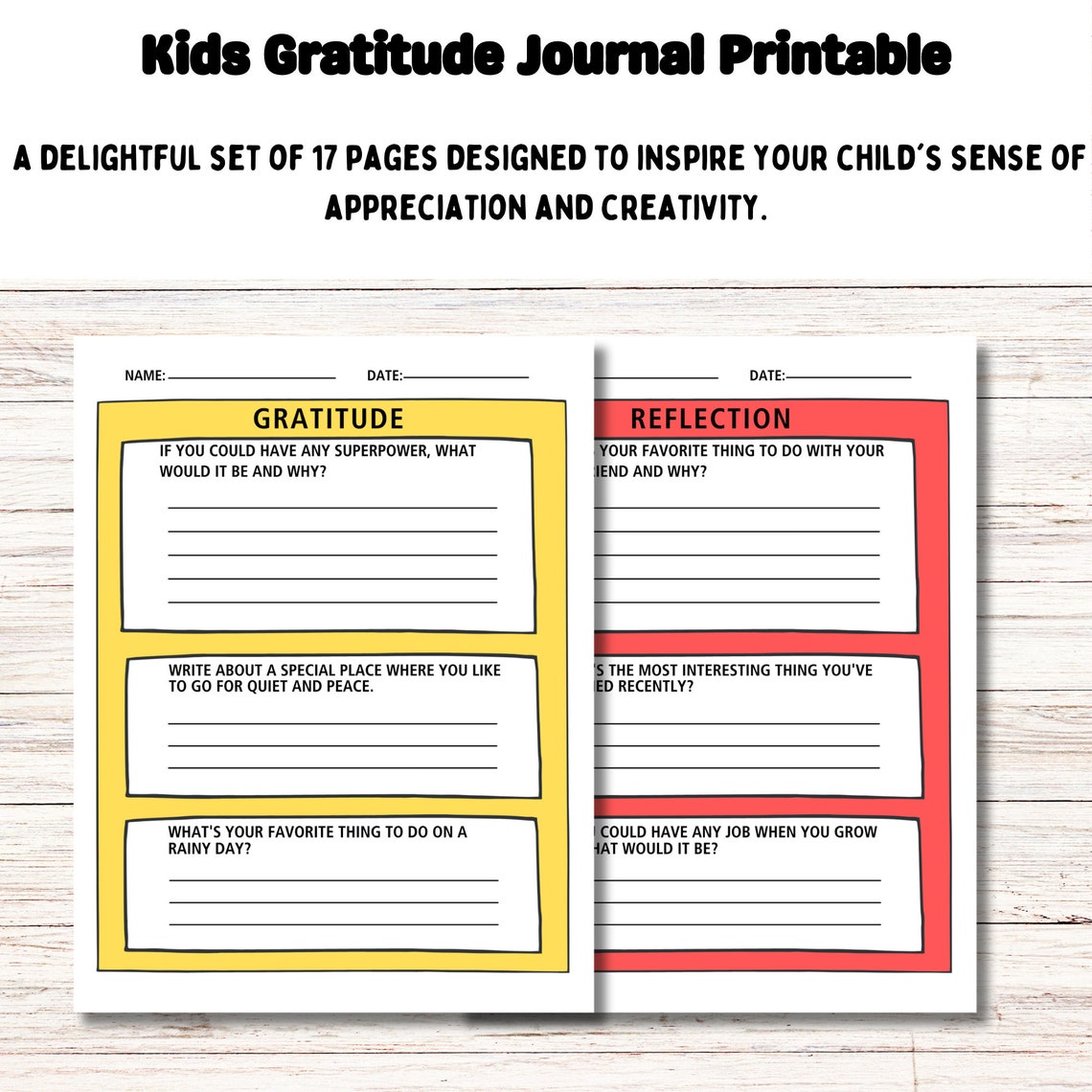 Gratitude Journal Printable, Gratitude Journal Kids, Gratitude Journal ...