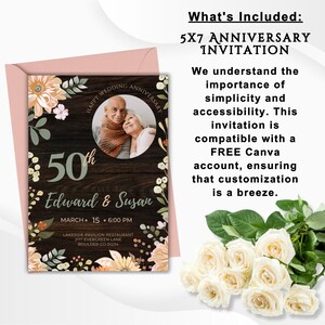Rustic 50th Anniversary Invitation, Anniversary Party Invitation, 50th ...