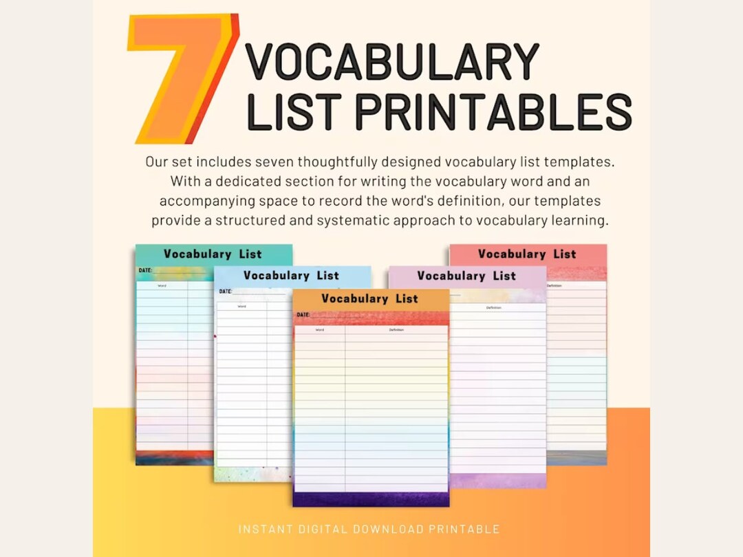 Printable Vocabulary List Template, Vocabulary List, Vocabulary ...