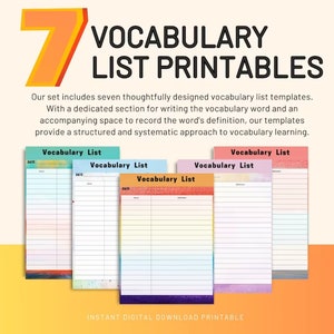 Printable Vocabulary List Template, Vocabulary List, Vocabulary ...