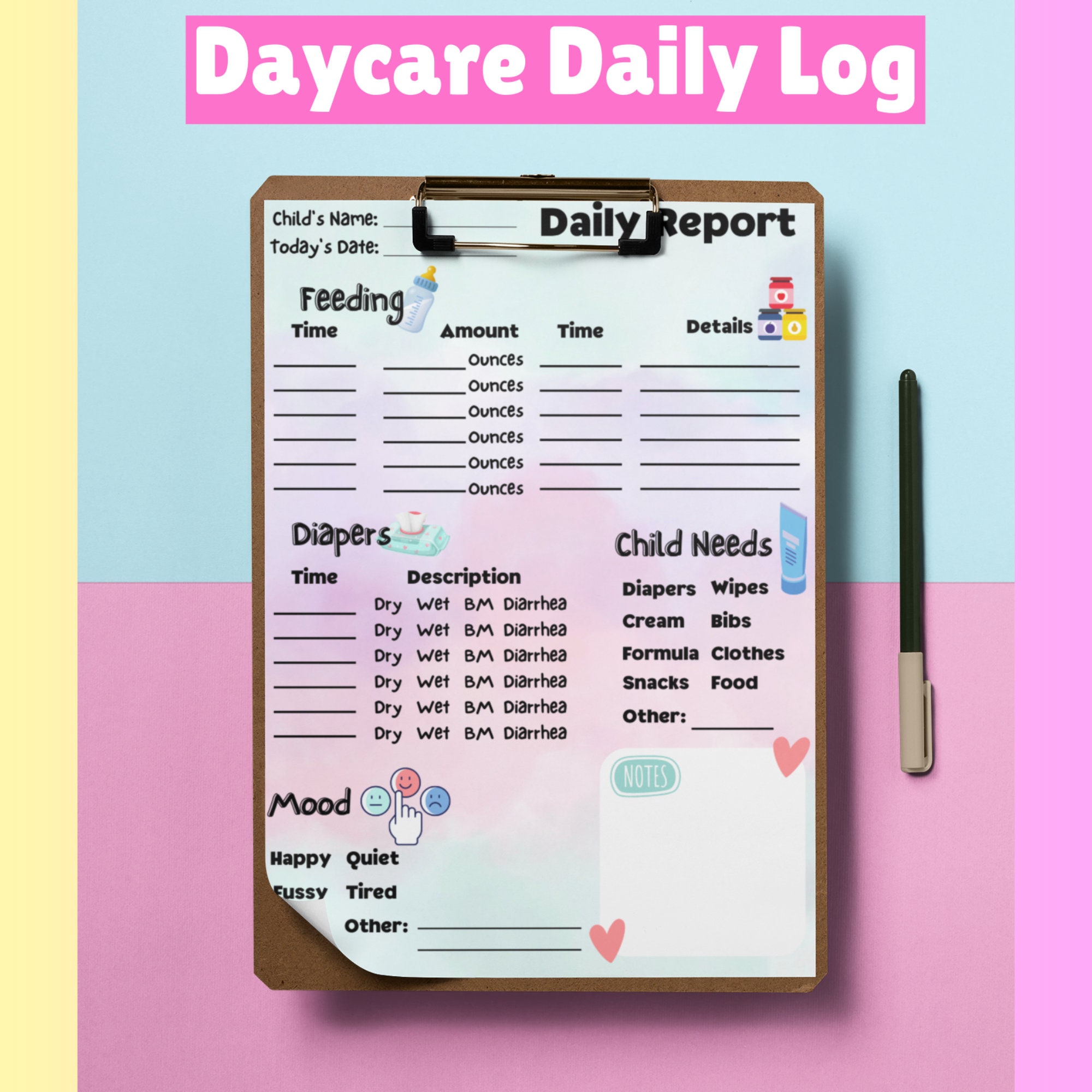Daycare Daily Log, Childcare Management, Daycare Daily Report ...