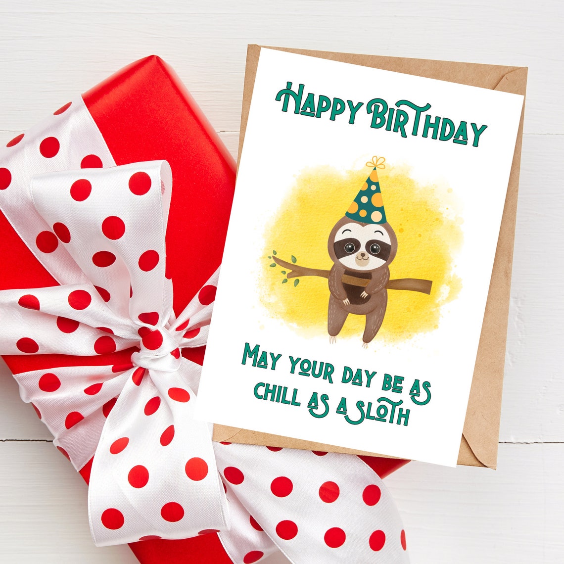 Sloth Birthday Card, Sloth Card, Cute Sloth Card, Funny Birthday Card ...