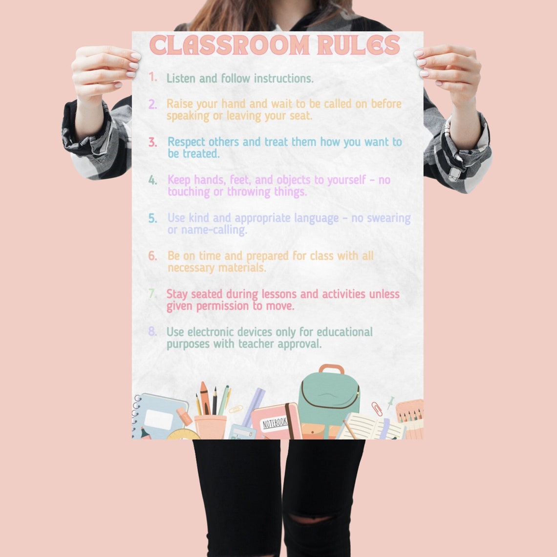 Classroom Rules Poster, Classroom Poster, Pastel Classroom Decor, Back ...
