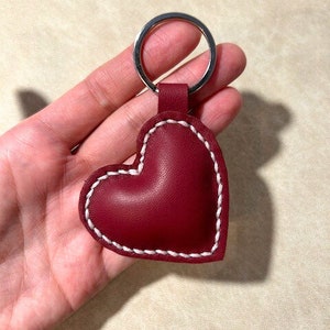 Leather Heart Keychain, Leather Heart Keyring, Small Valentine's Day ...