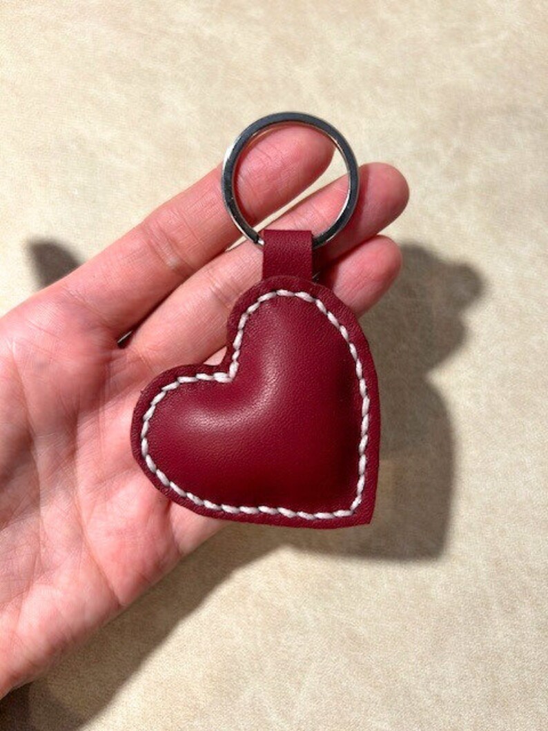Leather Heart Keychain, Leather Heart Keyring, Small Valentine's Day ...