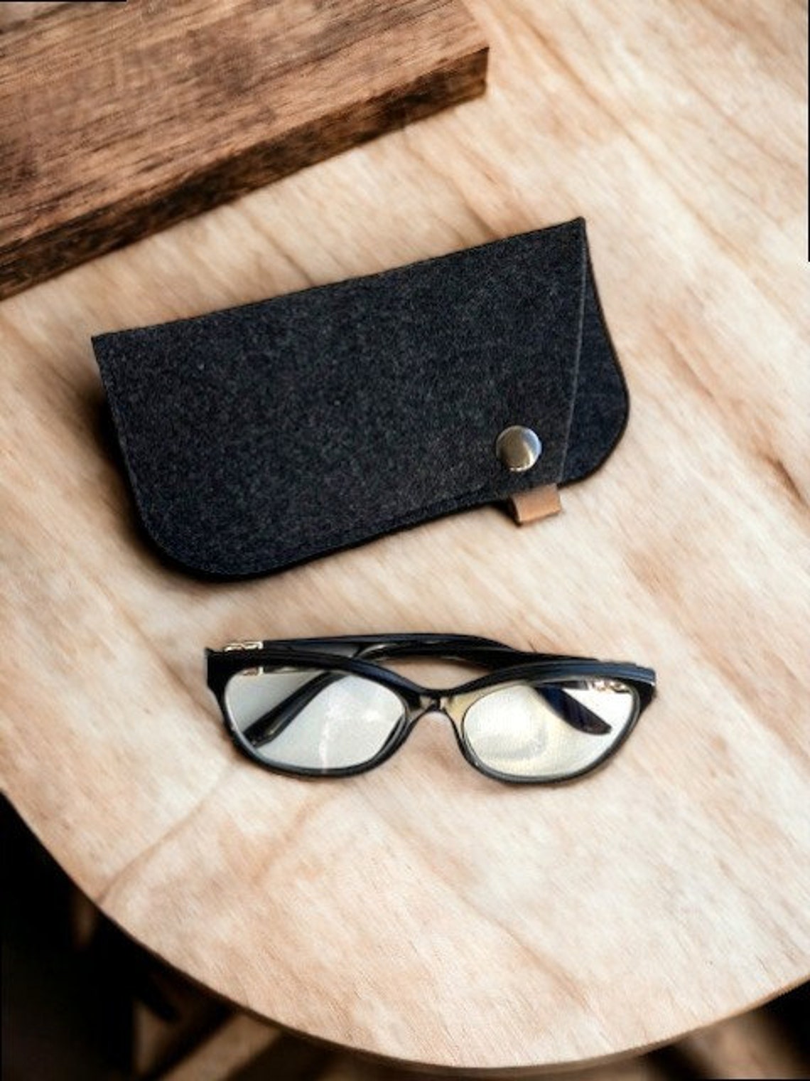Soft Felt Eyeglass Case With Button and Leather Tag, 2pck Glasses Case ...