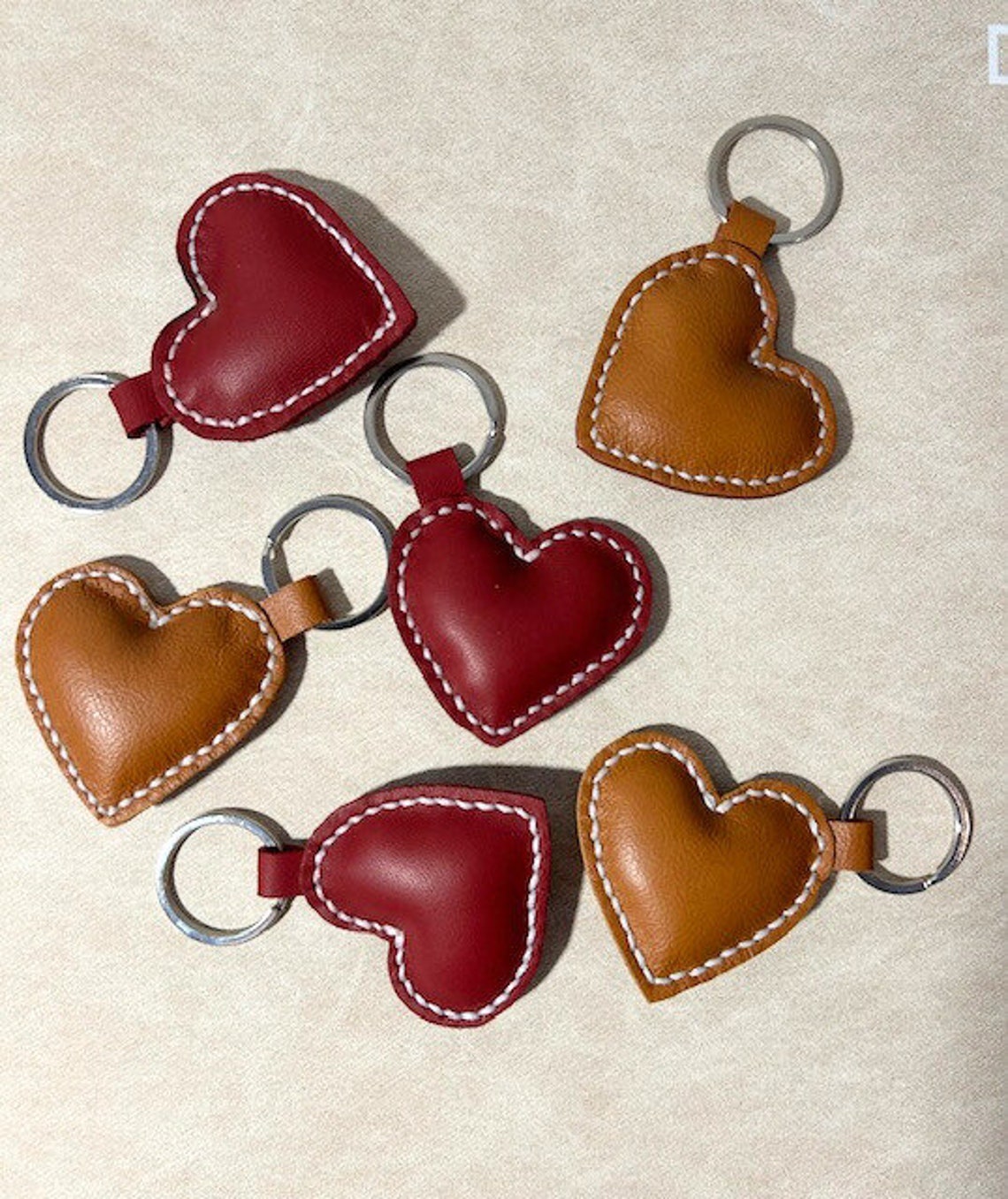 Leather Heart Keychain, Leather Heart Keyring, Small Valentine's Day ...