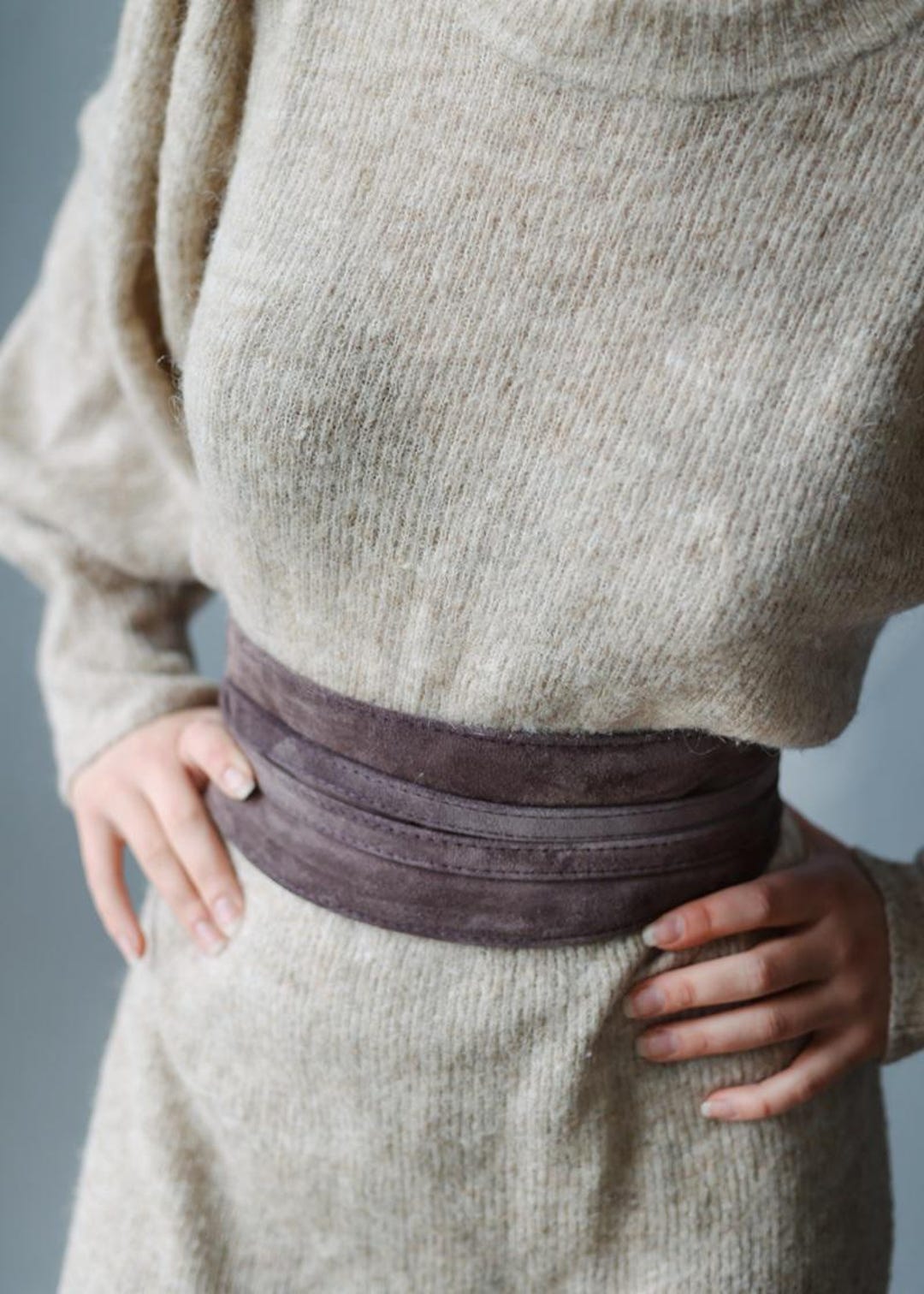 Suede Obi Belt Earth Tone Colors – Wide Leather Tie Belt for Women ...