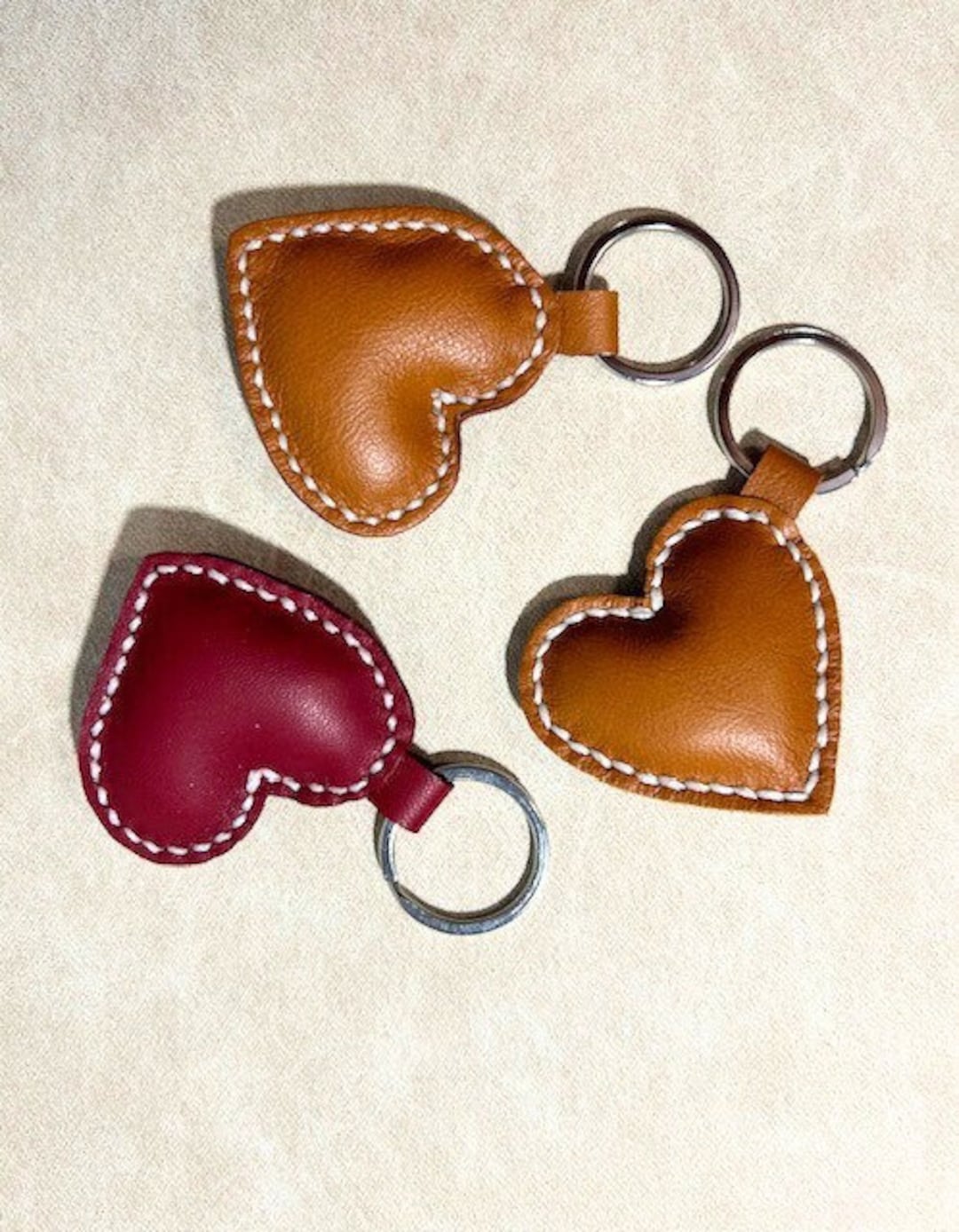 Leather Heart Keychain, Leather Heart Keyring, Small Valentine's Day ...