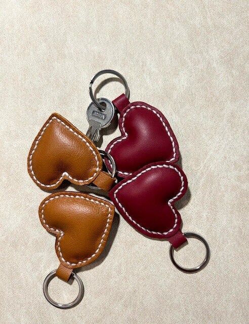 Leather Heart Keychain, Leather Heart Keyring, Small Valentine's Day ...