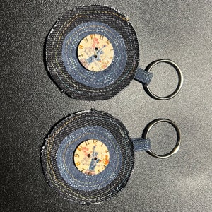 Denim Keychain, Boho Key Ring, Key Ring With Button, Small Gift ...