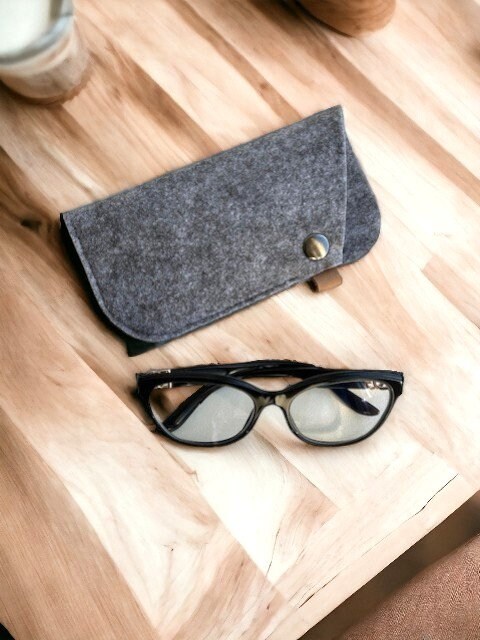 Soft Felt Eyeglass Case With Button and Leather Tag, 2pck Glasses Case ...