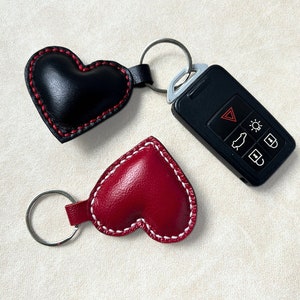 Leather Heart Keychain, Leather Heart Keyring, Small Valentine's Day ...
