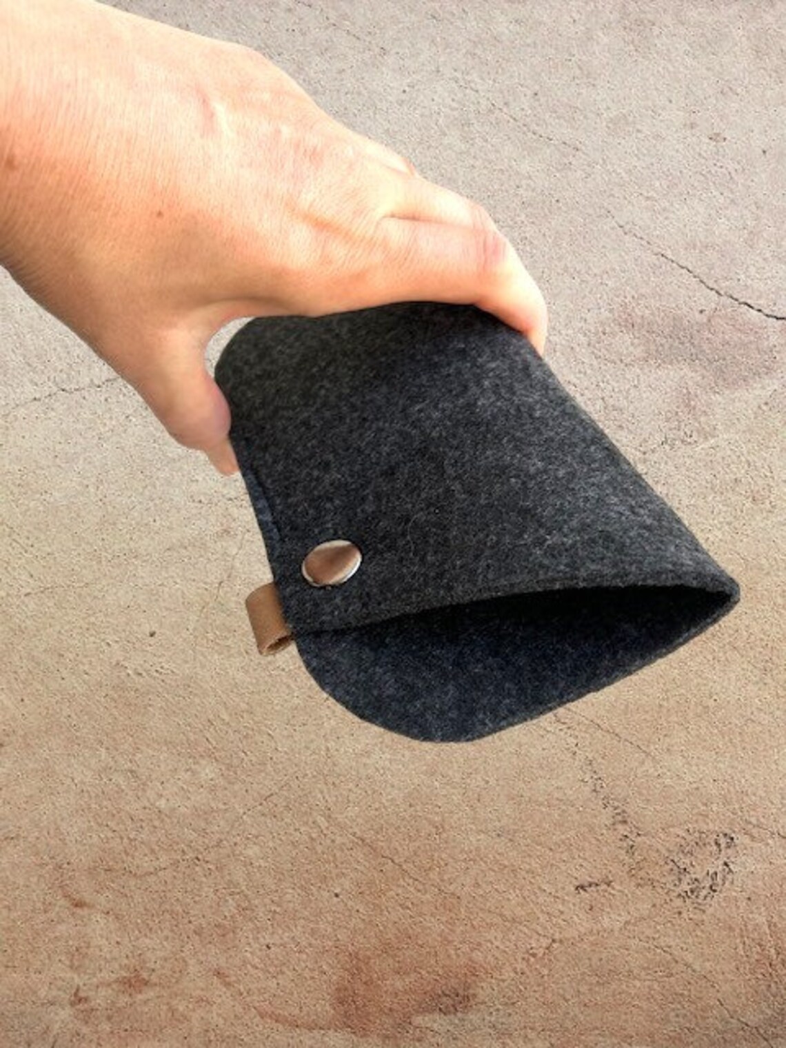 Soft Felt Eyeglass Case With Button and Leather Tag, 2pck Glasses Case ...