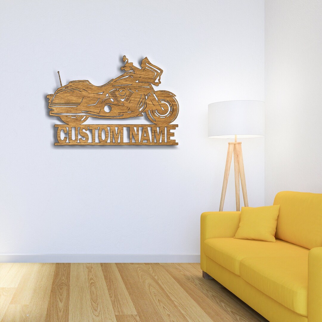 Custom Motorcycle Wooden Wall Art,personalized Motorcycle Garage Name ...