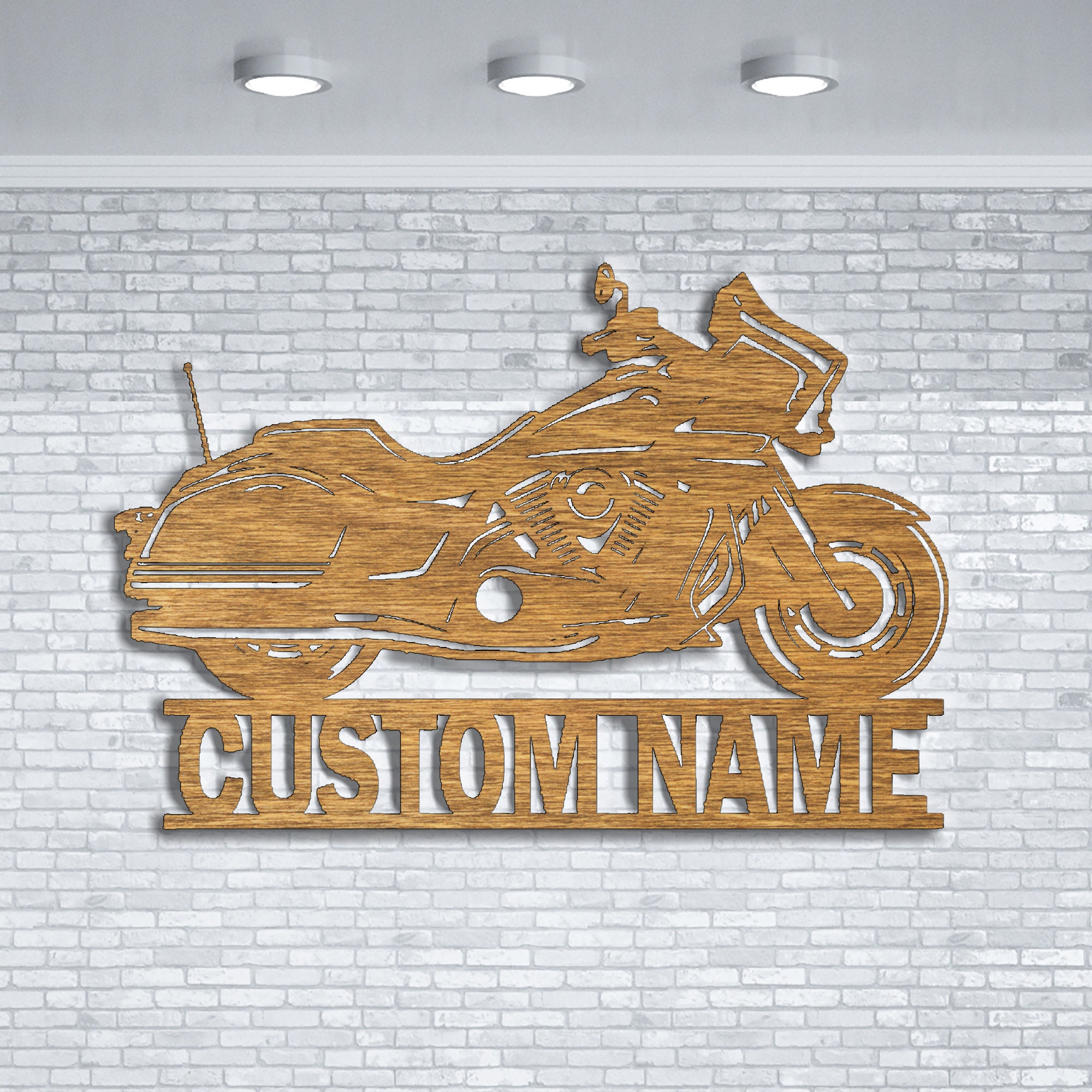 Custom Motorcycle Wooden Wall Art,personalized Motorcycle Garage Name ...