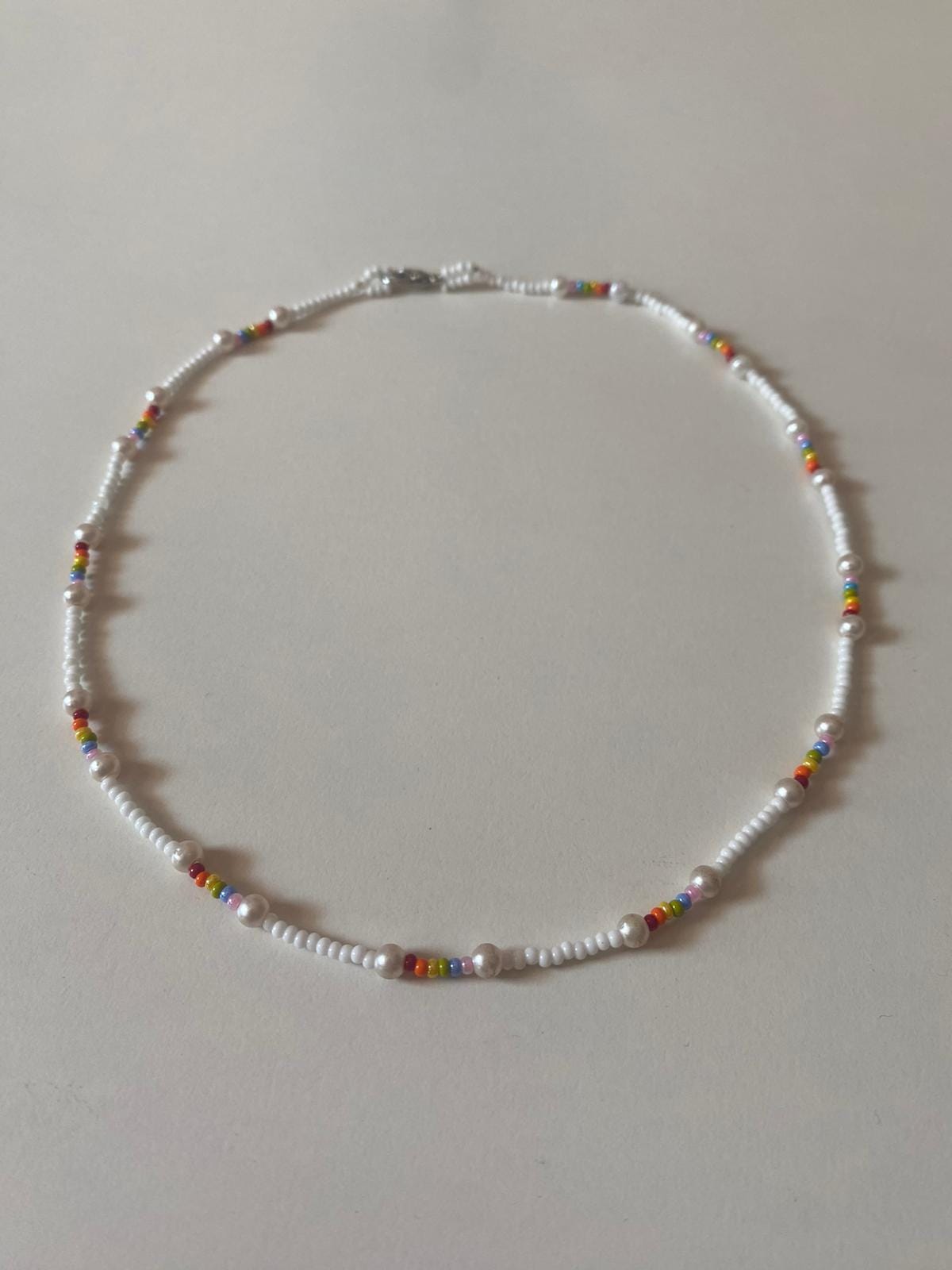 Seed Bead Necklace Colorful Handmade Beaded Necklace With Pearl Details ...
