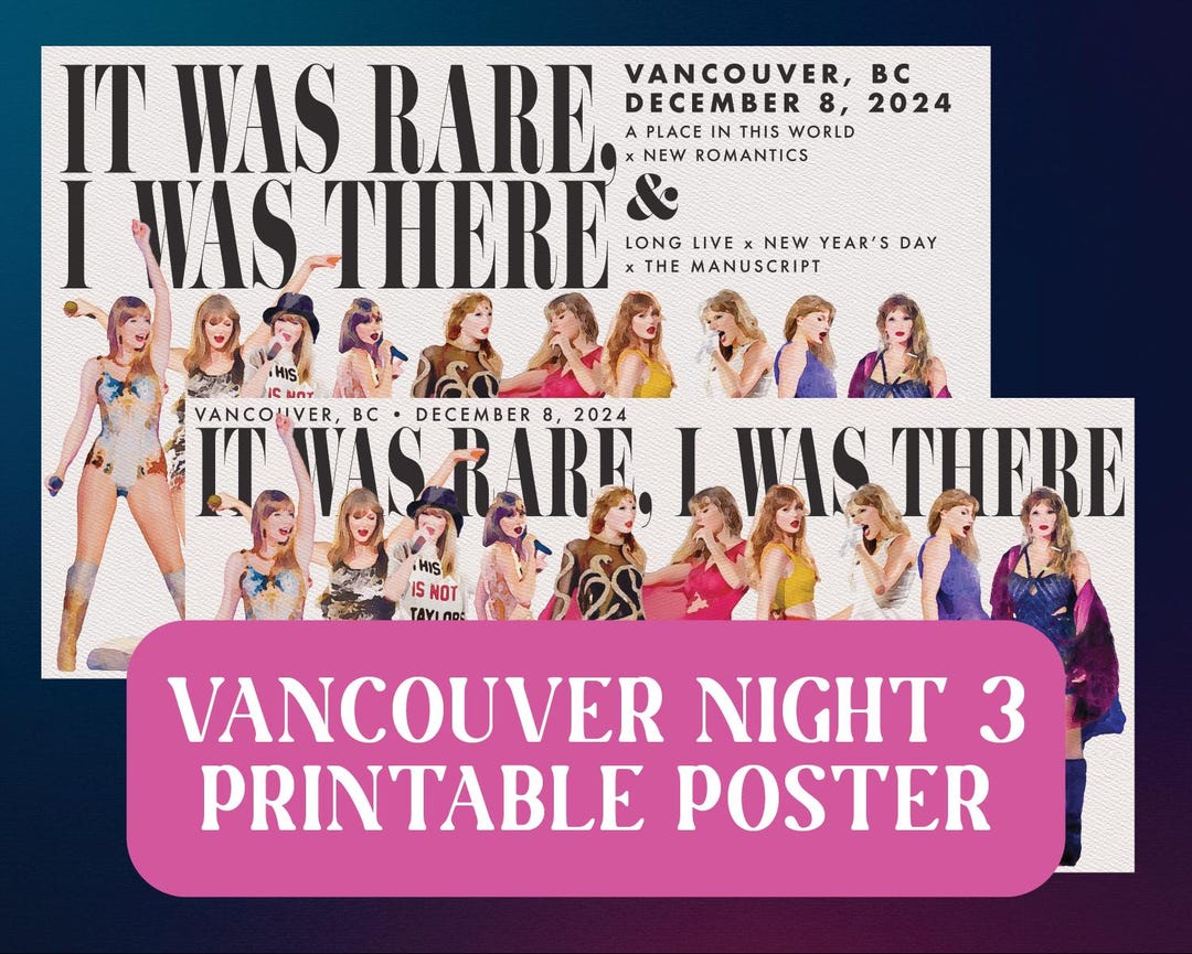 Printable Eras Tour Vancouver Night 3 Taylor Poster Digital Download ...