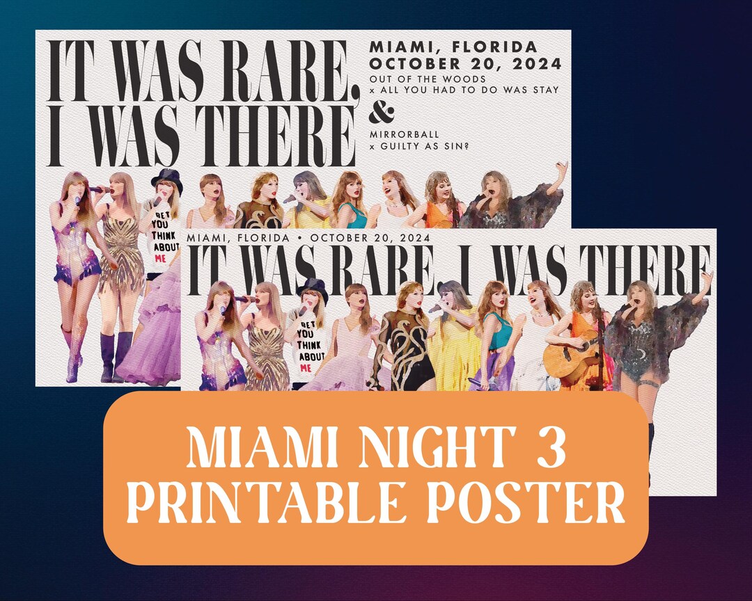 Printable Eras Tour Miami Night 3 Taylor Poster Digital Download Art ...