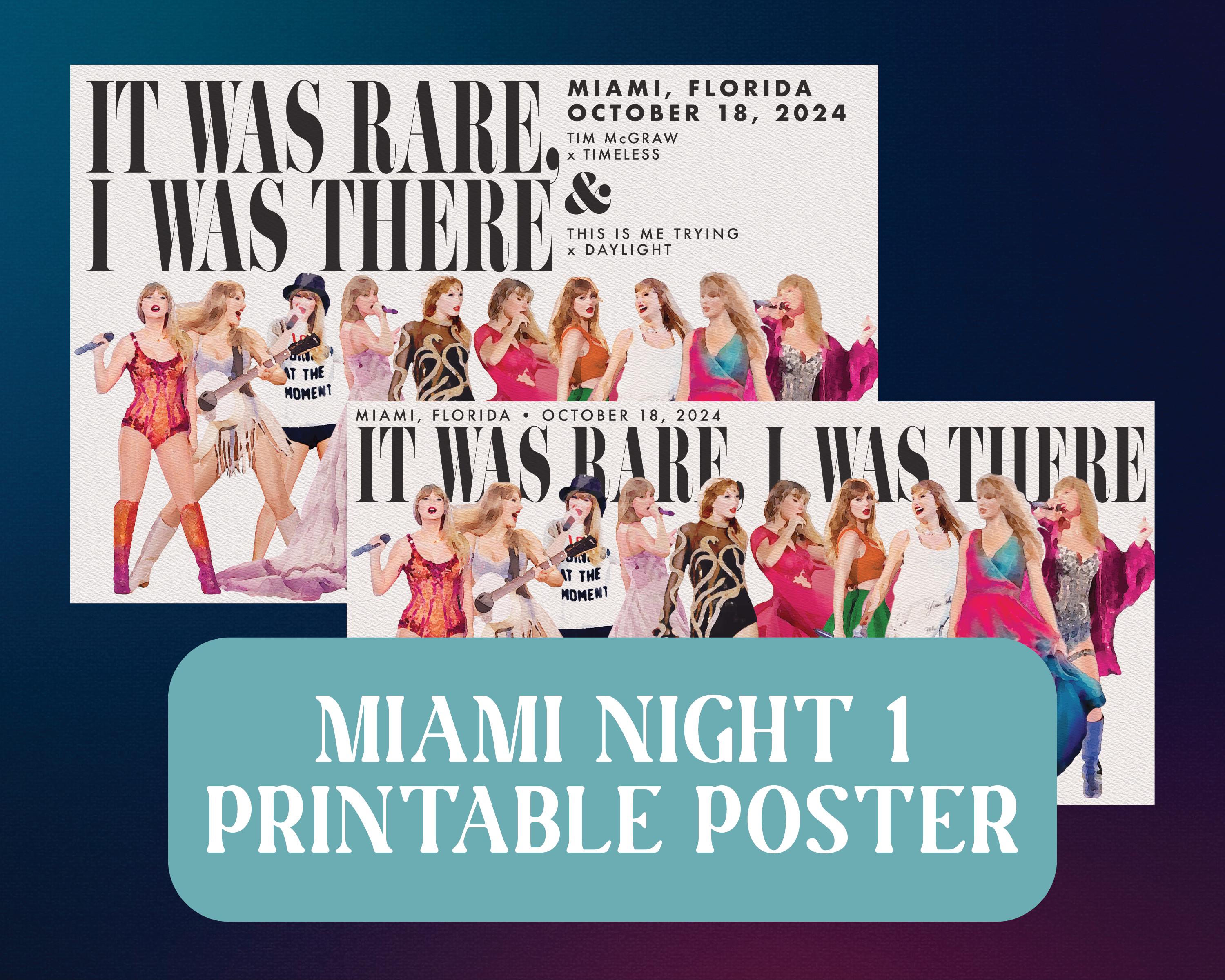 Printable Eras Tour Miami Night 1 Taylor Poster Digital Download Art ...