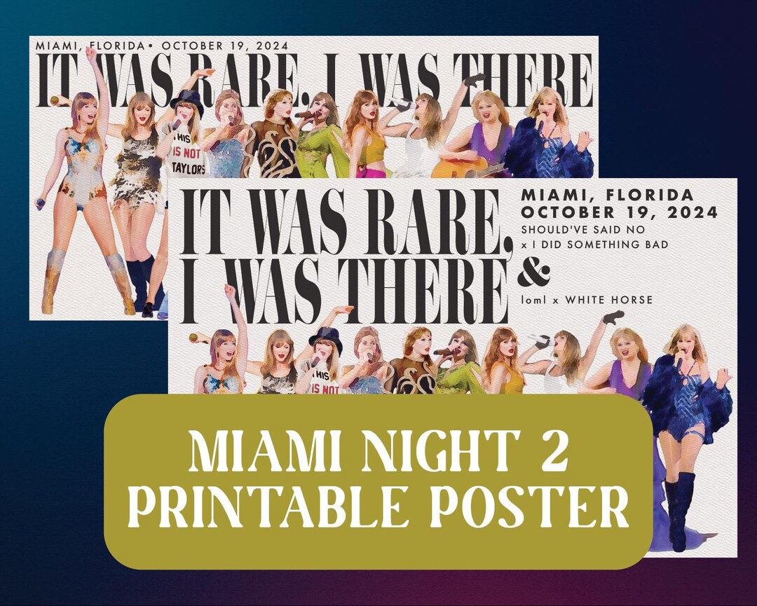 Printable Eras Tour Miami Night 2 Taylor Poster Digital Download Art ...