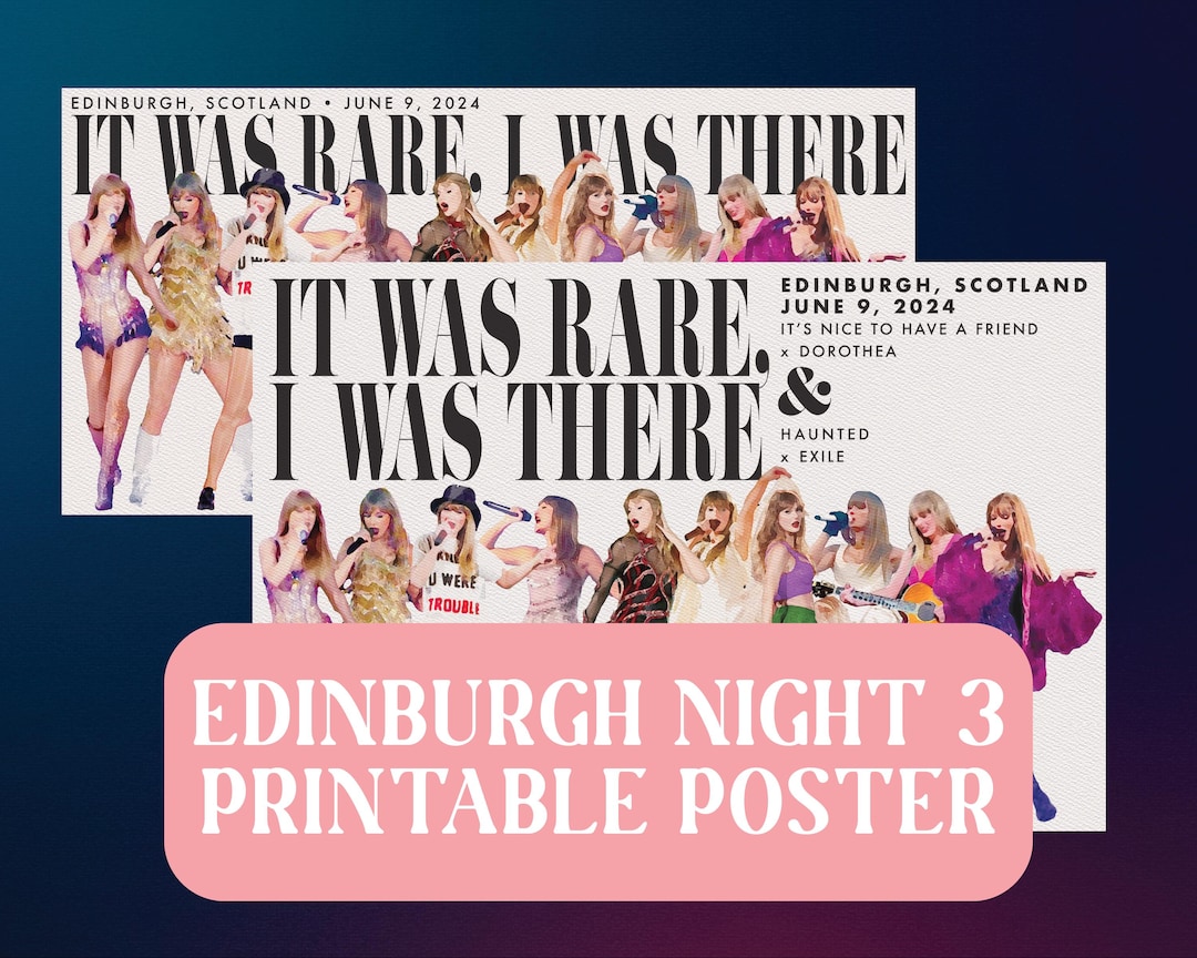 Printable Eras Tour Edinburgh Night 3 Taylor Poster Instant Digital ...