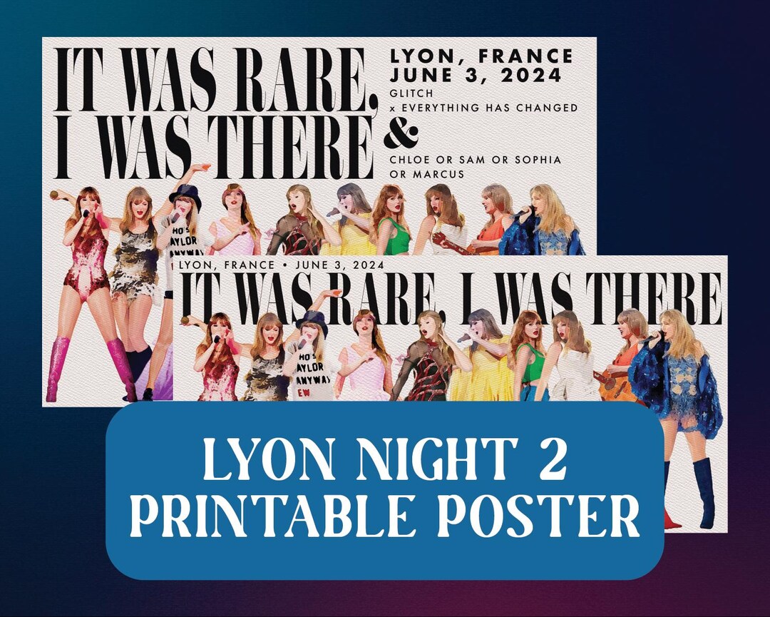 Printable Eras Tour Lyon Night 2 Taylor Poster Digital Download Art ...