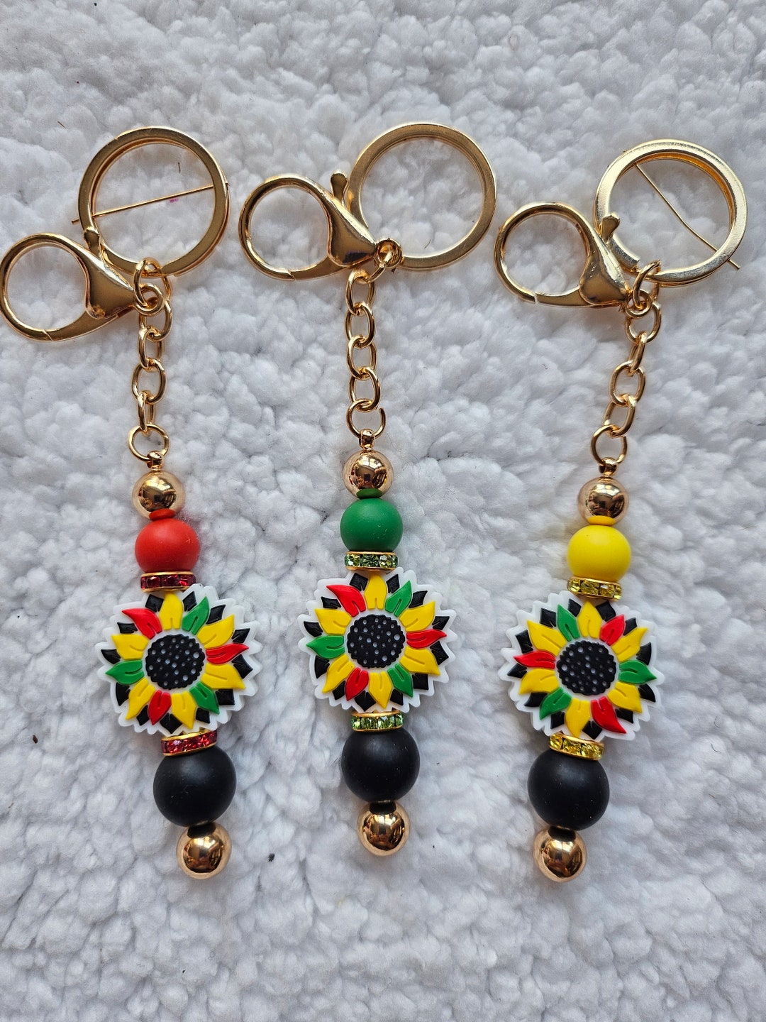 African Color Flower Key Ring/chain - Etsy