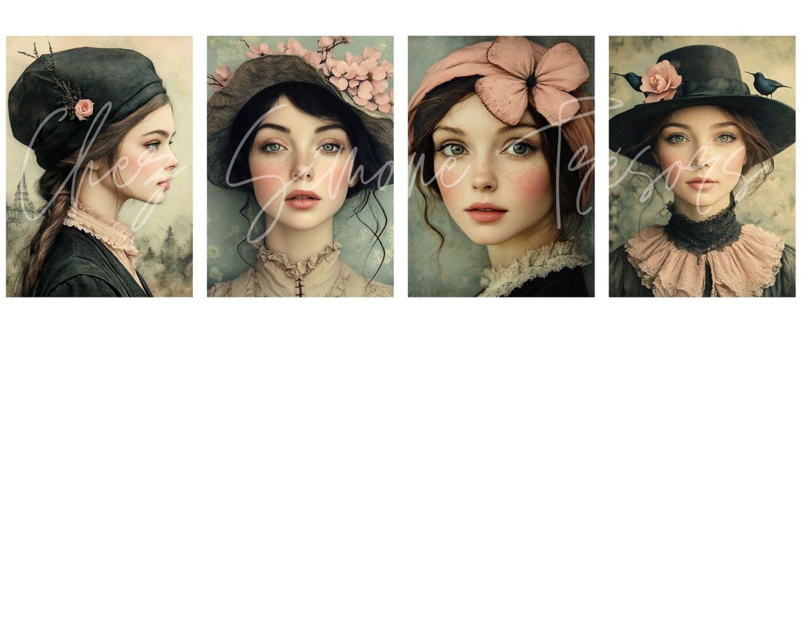 20 Victorian Style Female Portraits Soft Pastel Colors Romantic ...