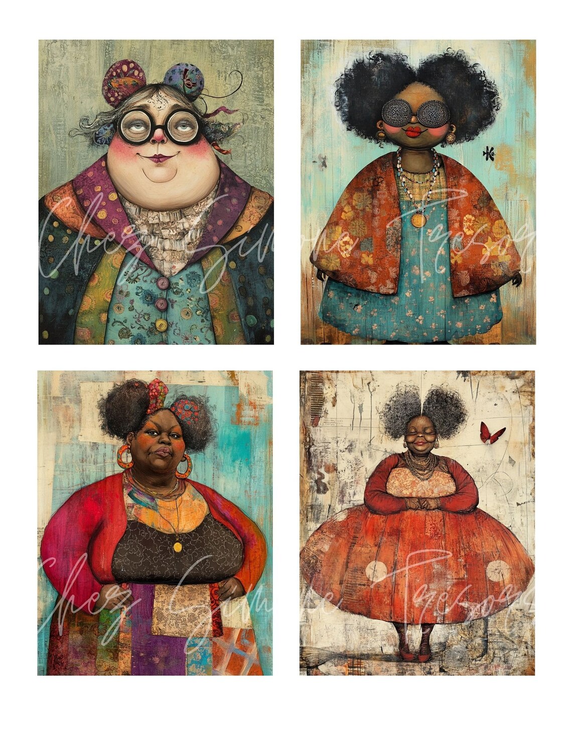 20 Whimsical Grandma Portraits for Collage Scrapbooking Junk Journal ...