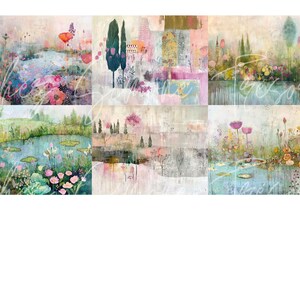 24 Watercolor Pond Backgrounds Digital Backgrounds 11x8.5" Soft Green ...