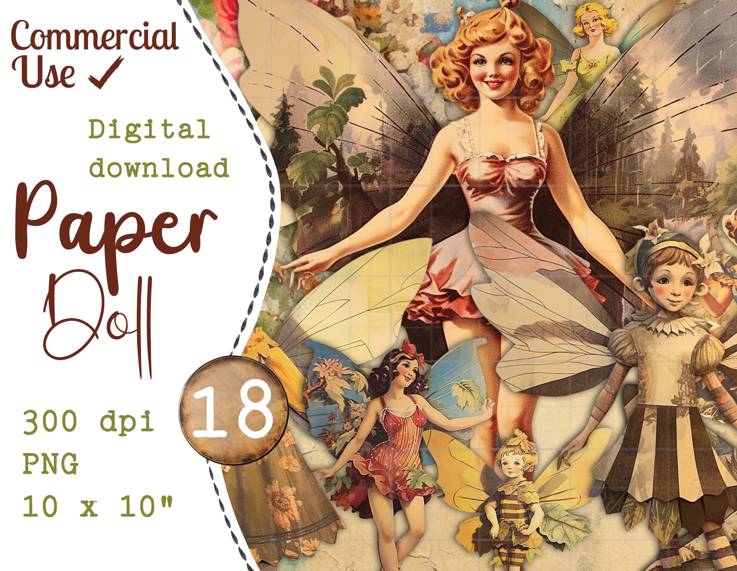 Printable Angel Paper Dolls, Set of 18 Heavenly Craft Angels ...