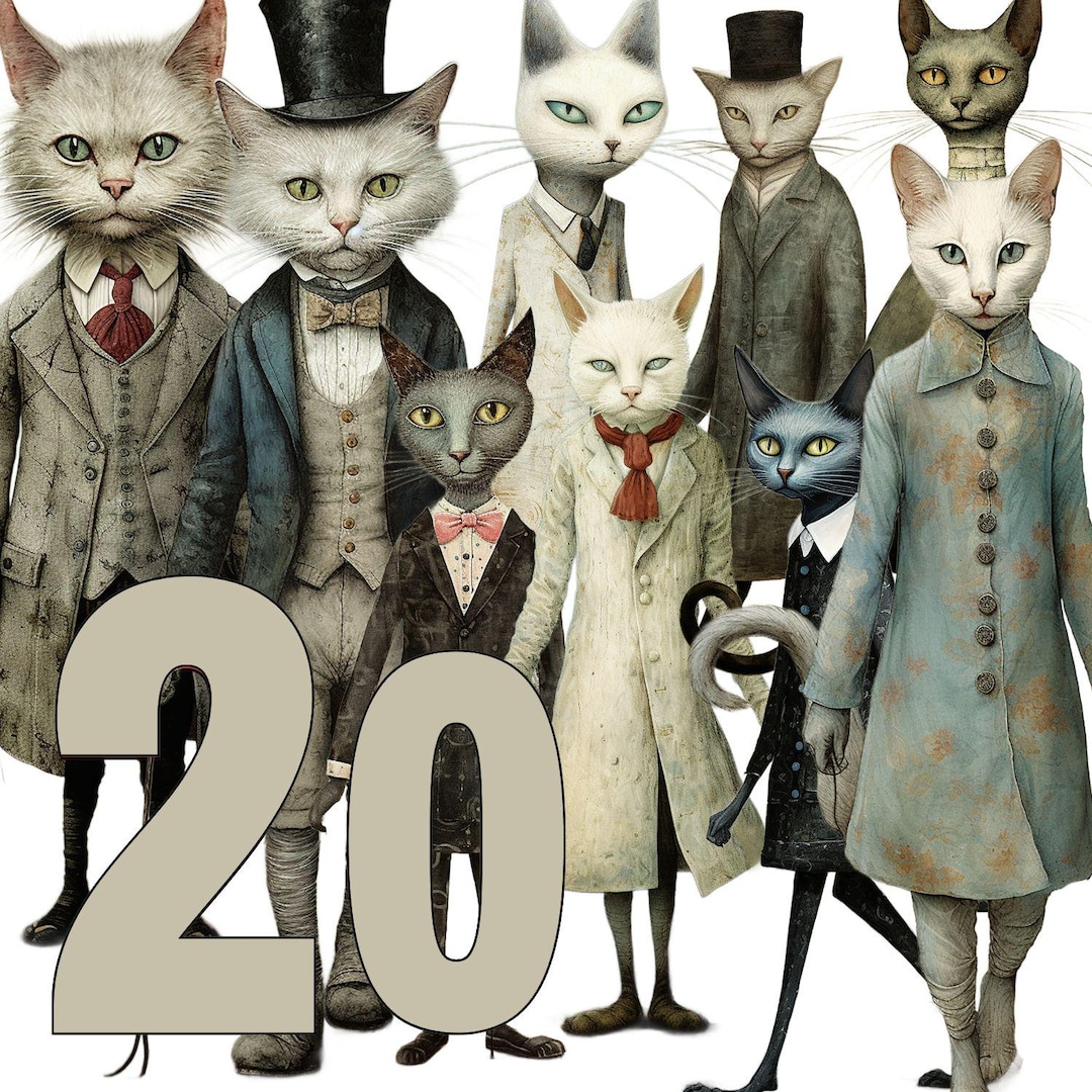 20 Illustrations Monsieur Chat PNG Fantasy Gothic Anthropomorphic ...