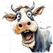 Happy Laughing Cow Clipart, 4 Funny Cow Head, Whimsical Greeting Cards ...