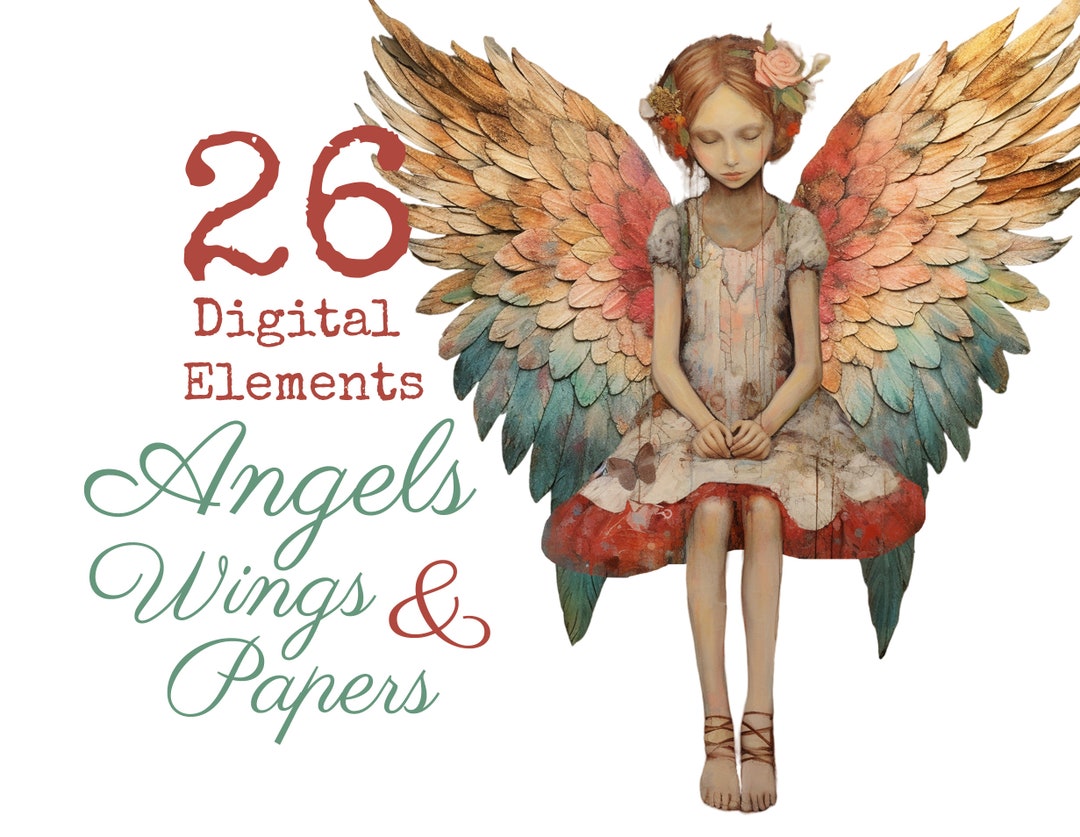 Angel Wings, Angels and Papers Romantic Whimsical Mixed Media for Junk ...