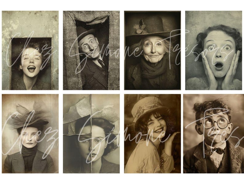 Cliparts 60 Expressive Vintage Photos Emotional Retro Portraits Grimace ...