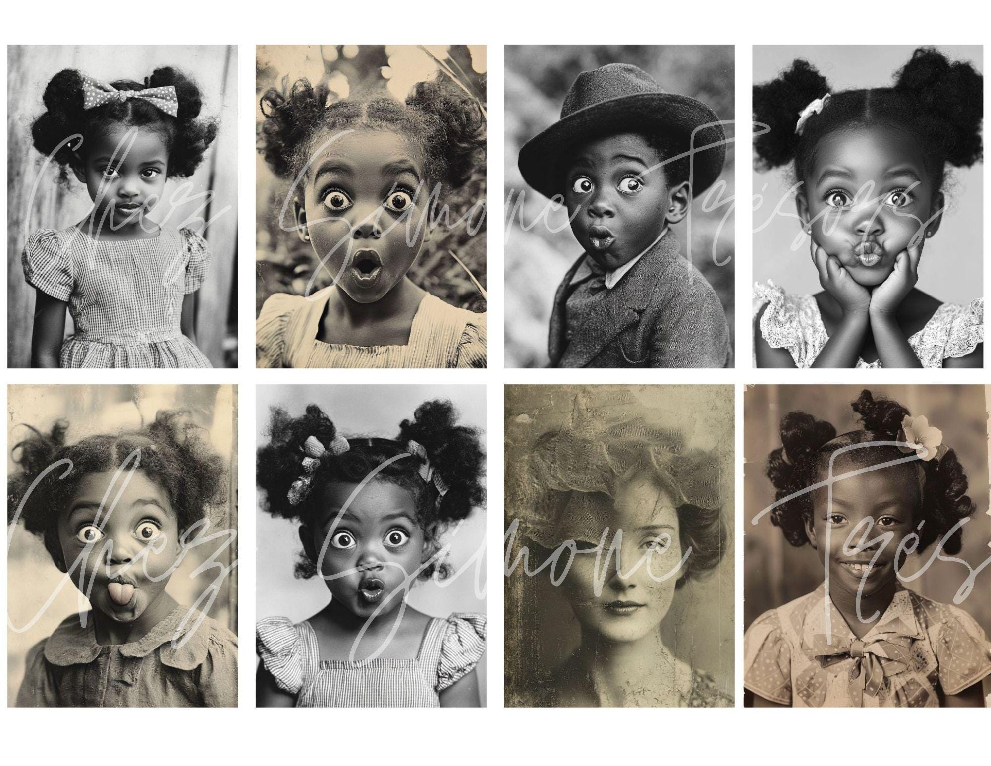 Cliparts 60 Expressive Vintage Photos Emotional Retro Portraits Grimace ...