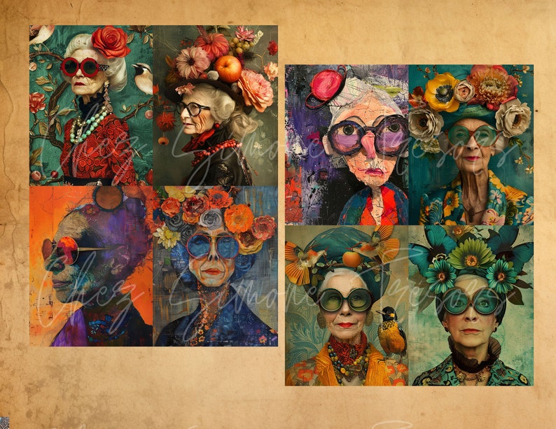 Crazy Old Women Bundle of 33 Jpg Whimsical Old Lady Scrapbooking Design ...