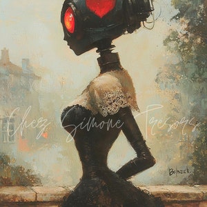 Cliparts 10 Images of Black Gothic Robot Woman Red Heart Instant ...