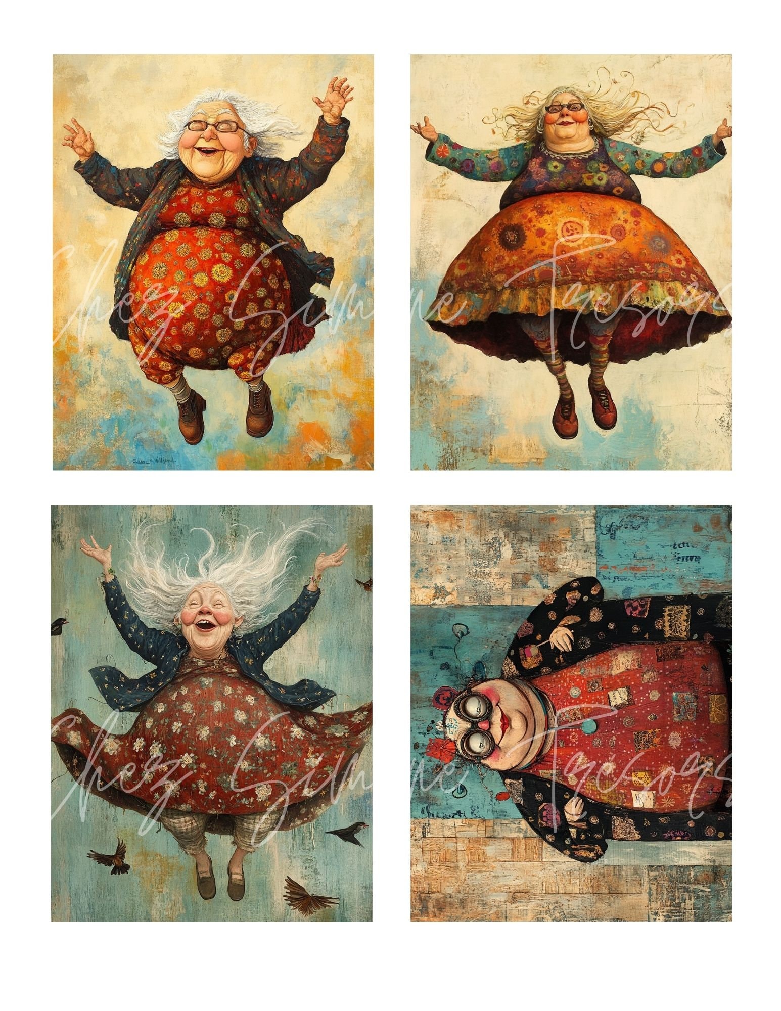 20 Whimsical Grandma Portraits for Collage Scrapbooking Junk Journal ...