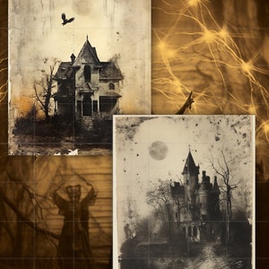 Haunted Houses 12 Images Creepy Junk Journal Scrapbooking Art DIY ...