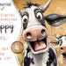 Happy Laughing Cow Clipart, 4 Funny Cow Head, Whimsical Greeting Cards ...