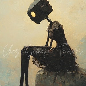 Cliparts 10 Images of Black Gothic Robot Woman Red Heart Instant ...