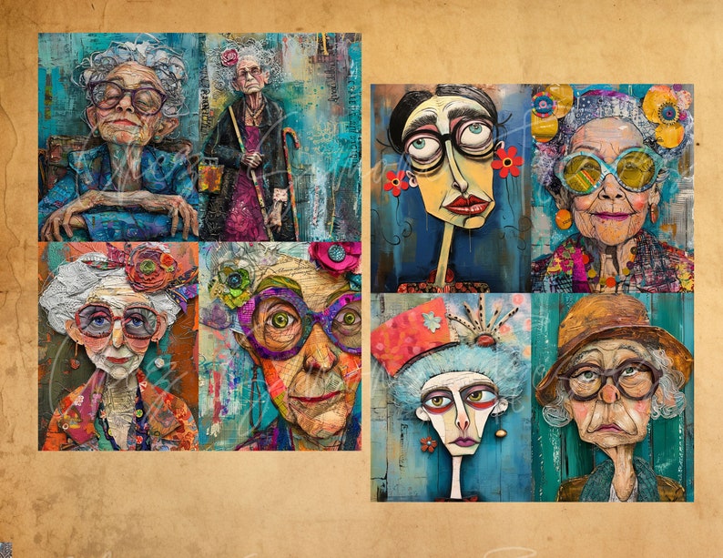 Crazy Old Women Bundle of 33 Jpg Whimsical Old Lady Scrapbooking Design ...
