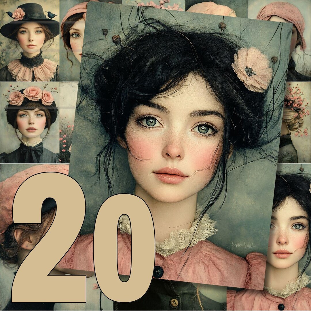 20 Victorian Style Female Portraits Soft Pastel Colors Romantic ...