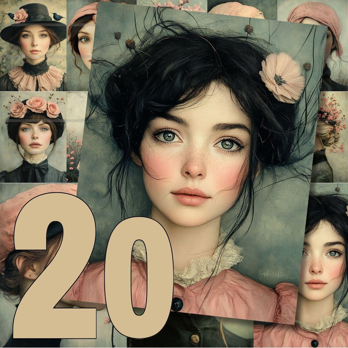 20 Victorian Style Female Portraits Soft Pastel Colors Romantic ...