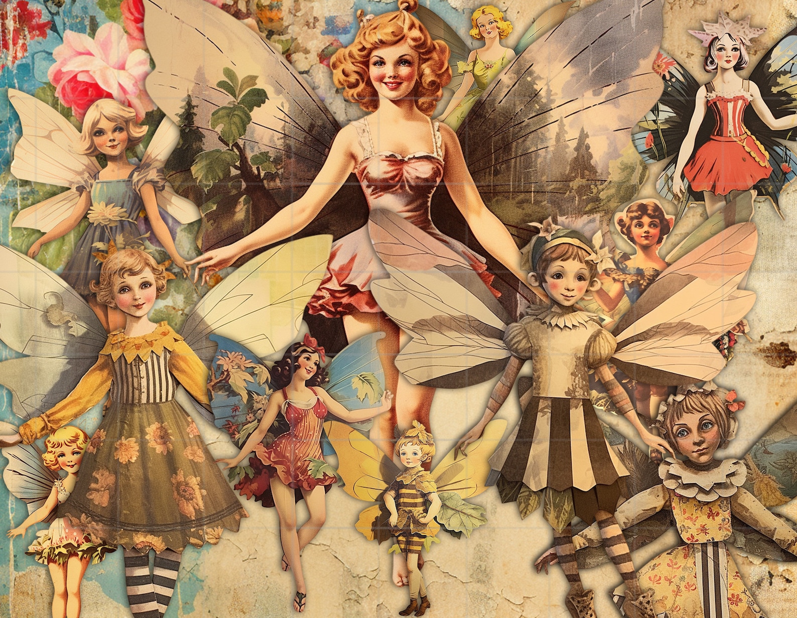 Printable Angel Paper Dolls, Set of 18 Heavenly Craft Angels ...