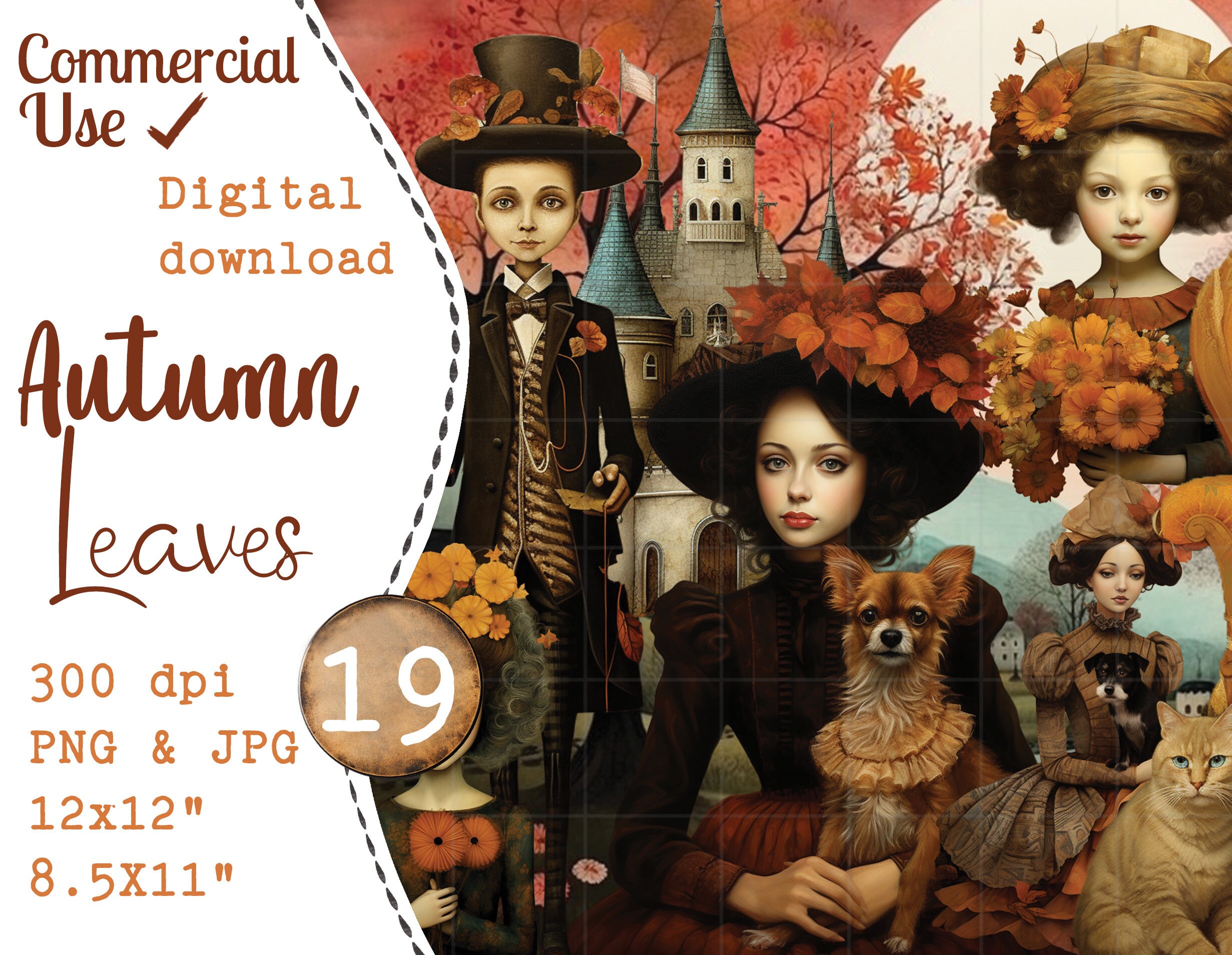 Victorian Ladies Autumn Scrapbooking Kit, 10 Elements, 6 Papers, Junk ...